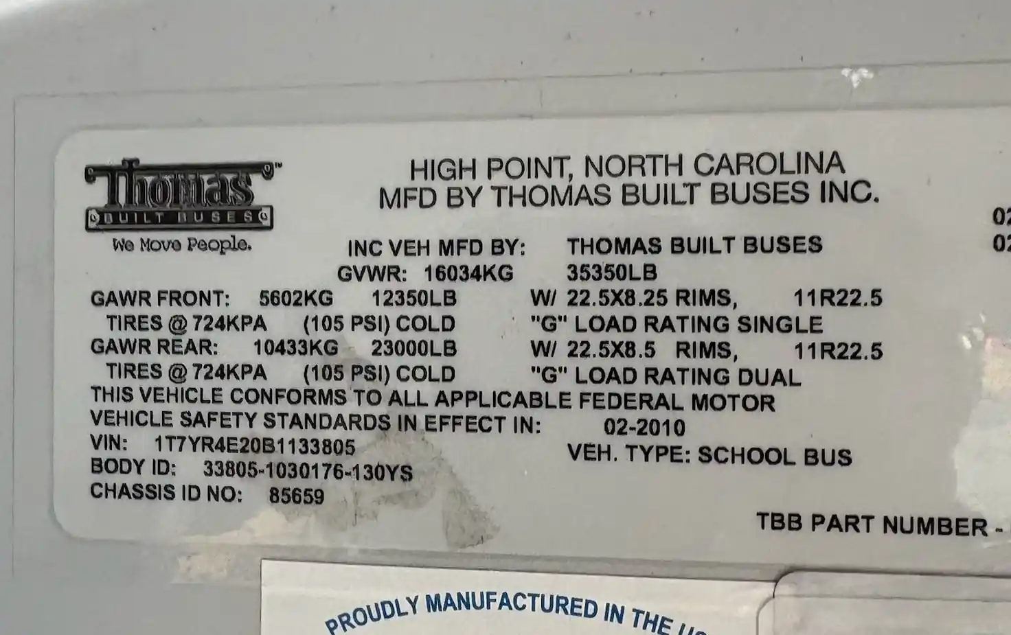 Salvage 2011 Thomas Built Saf-T-Liner HDX School Bus For Parts ...